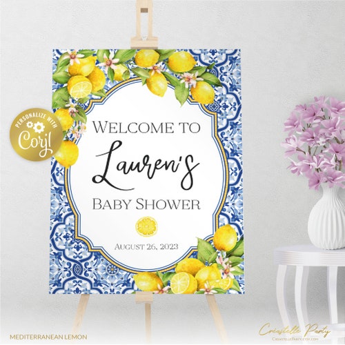 Mediterranean Lemon Welcome Sign Tuscan Party Editable Sign | Etsy