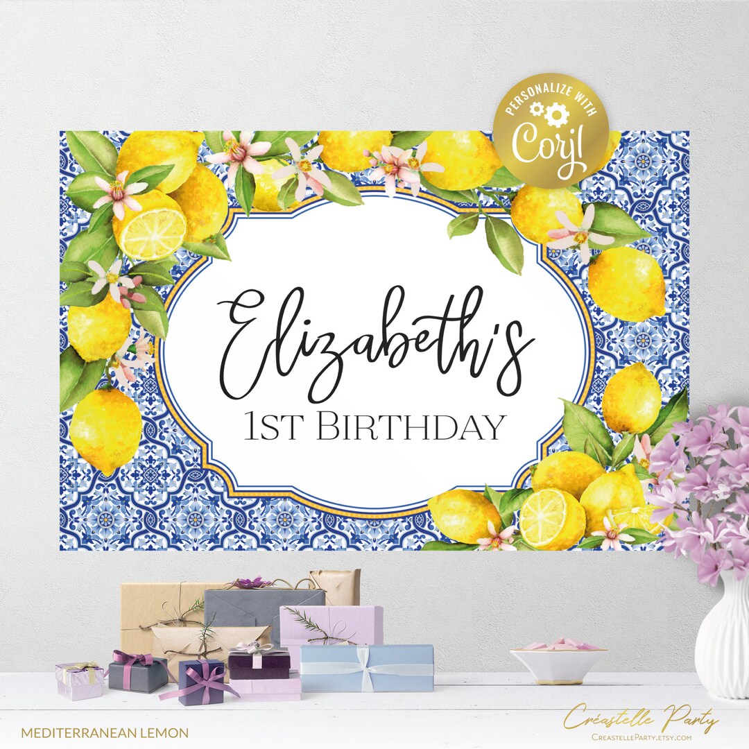 Editable Mediterranean Lemon Backdrop File, Tuscan Party Poster ...
