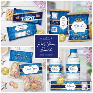 Prince Editable Party Treats Package, Royal Crown Birthday Snacks Label ...