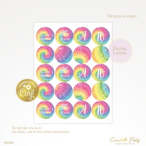 Tie Dye Editable Party Decor Package, Pastel Rainbow Spiral Birthday ...