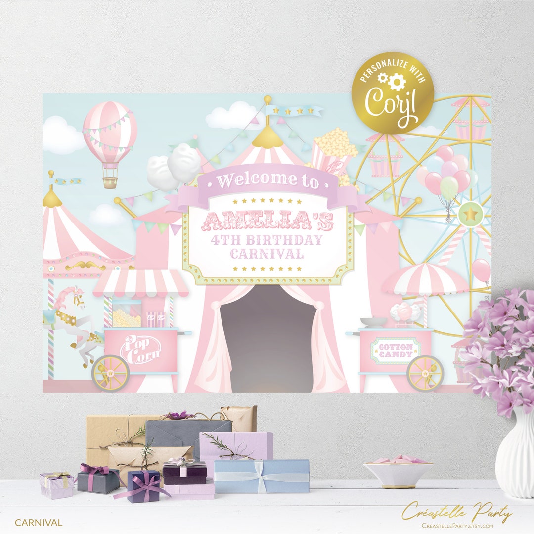Editable Carnival Backdrop File, Big Top Party Poster, Decoration ...