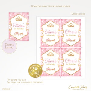 Princess Editable Party Treats Package, Royal Crown Birthday Snacks ...