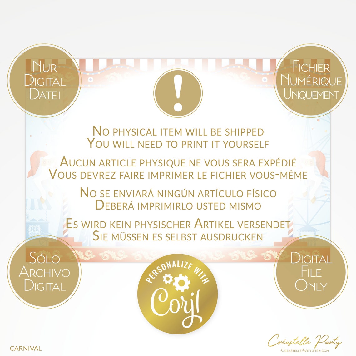 Editable Carnival Backdrop File, Big Top Party Poster, Carousel ...