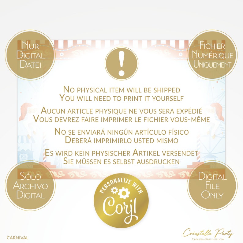 Editable Carnival Backdrop File, Big Top Party Poster, Carousel ...