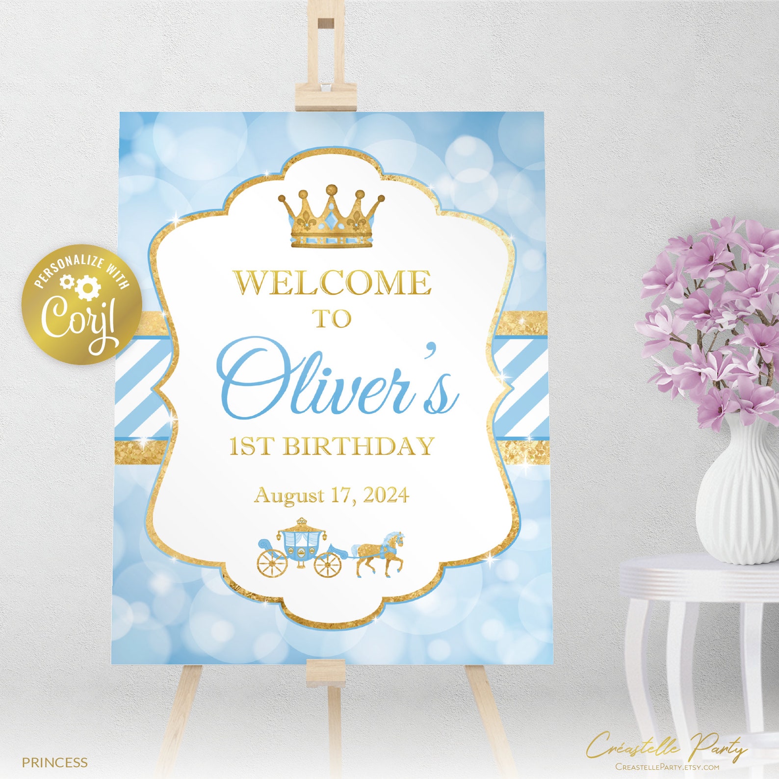 Prince Welcome Sign, Royal Party Editable Sign, Printable Party ...