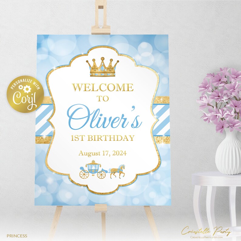 Prince Welcome Sign, Royal Party Editable Sign, Printable Party ...