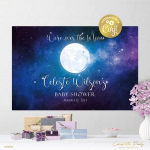 Editable Moon Backdrop File, Night Sky Poster File, Over the Moon Party ...