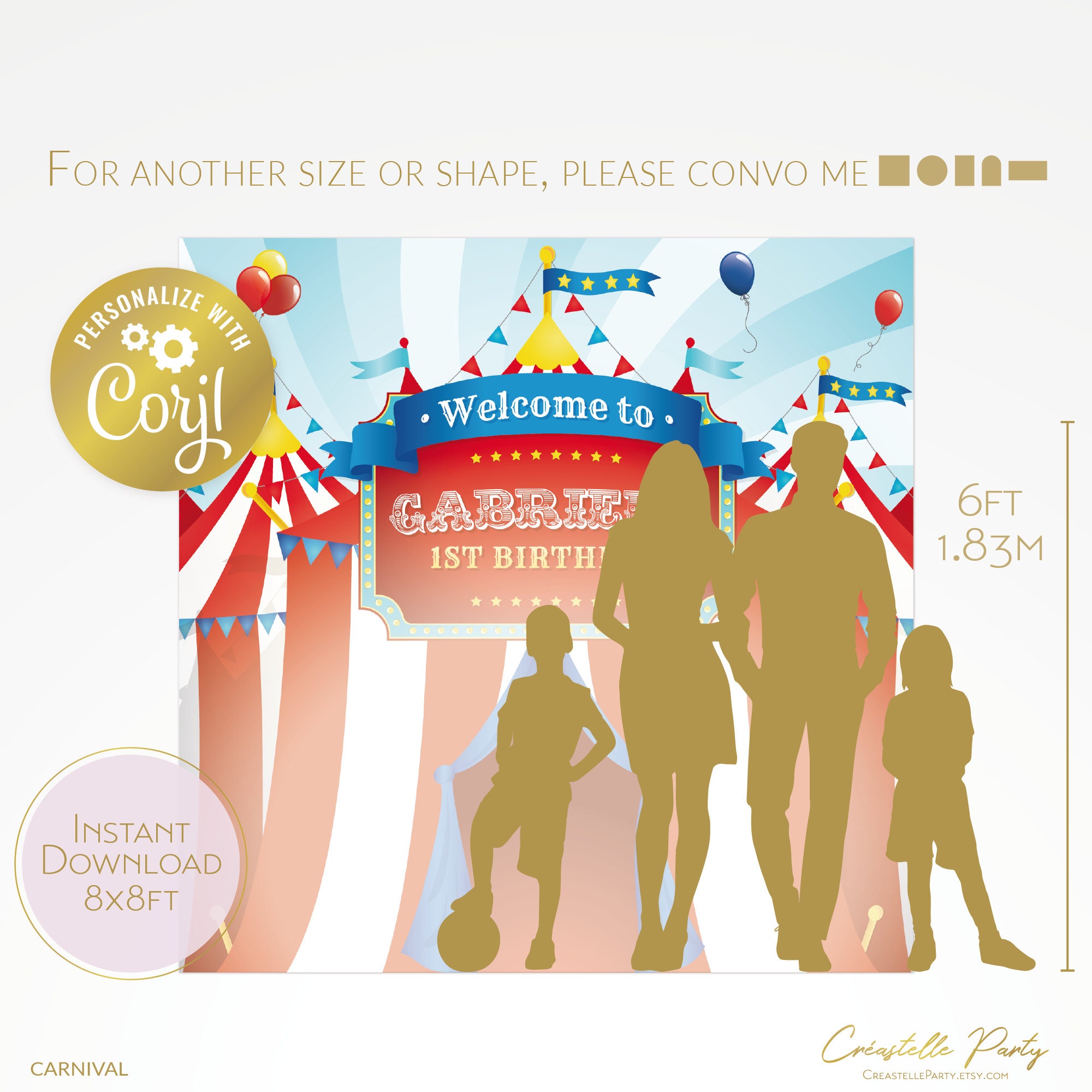 Editable Carnival Backdrop File, Square Big Top Party Poster ...