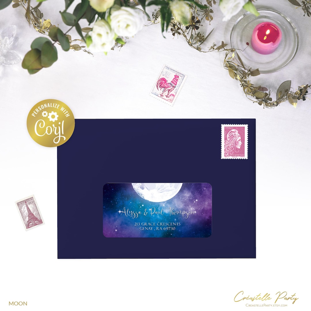 Moon Address Labels, Shipping Printable Label Template, Digital Stars 4 ...
