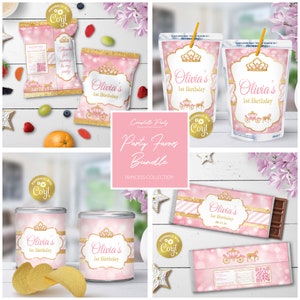 Princess Editable Party Treats Package, Royal Crown Birthday Snacks ...