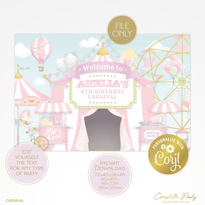 Editable Carnival Backdrop File, Big Top Party Poster, Decoration ...
