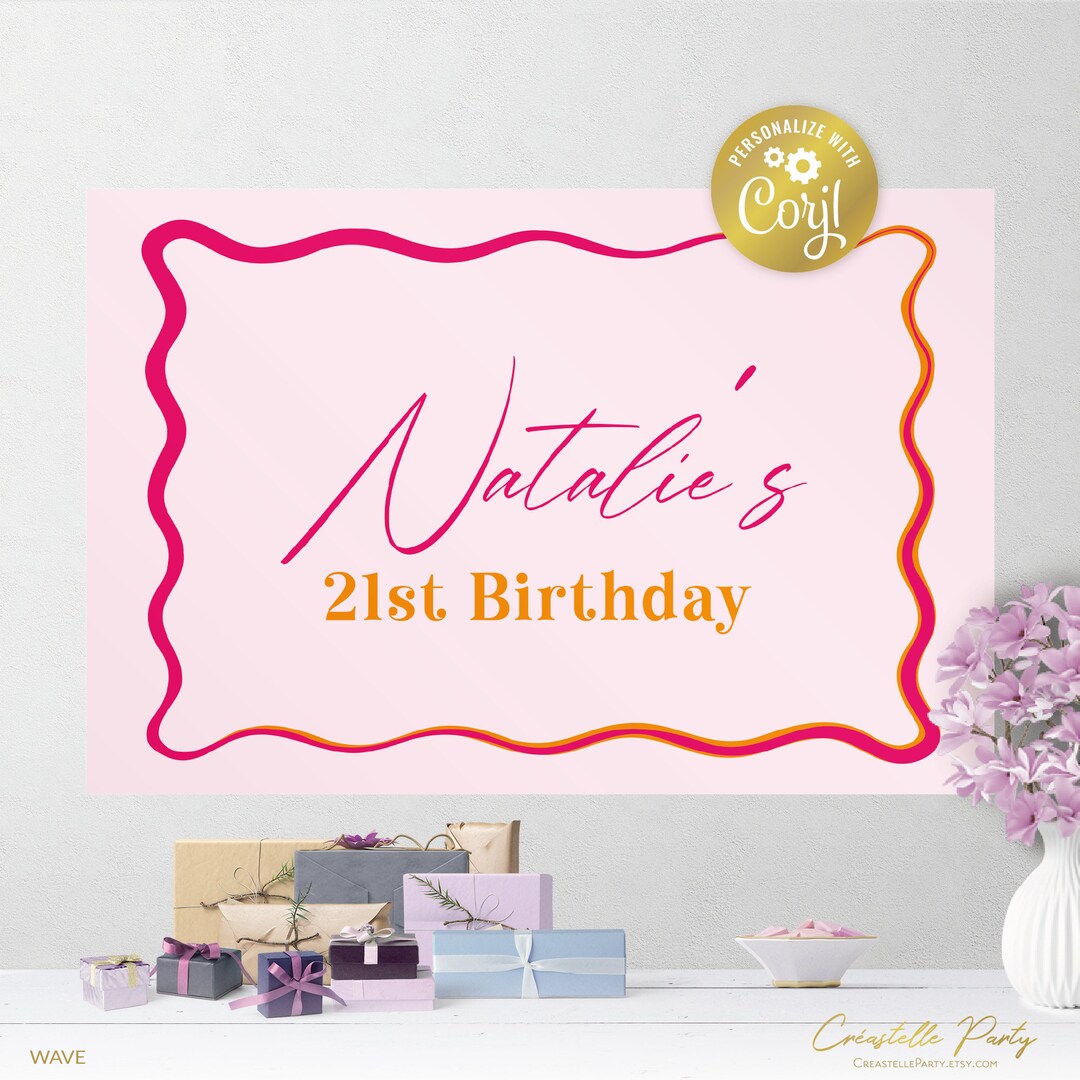 Editable Wavy Backdrop File, Pink & Orange Poster, Retro Wave Edge ...