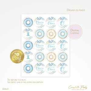 Donut Editable Party Decoration Package, Sweet One Birthday Printable ...