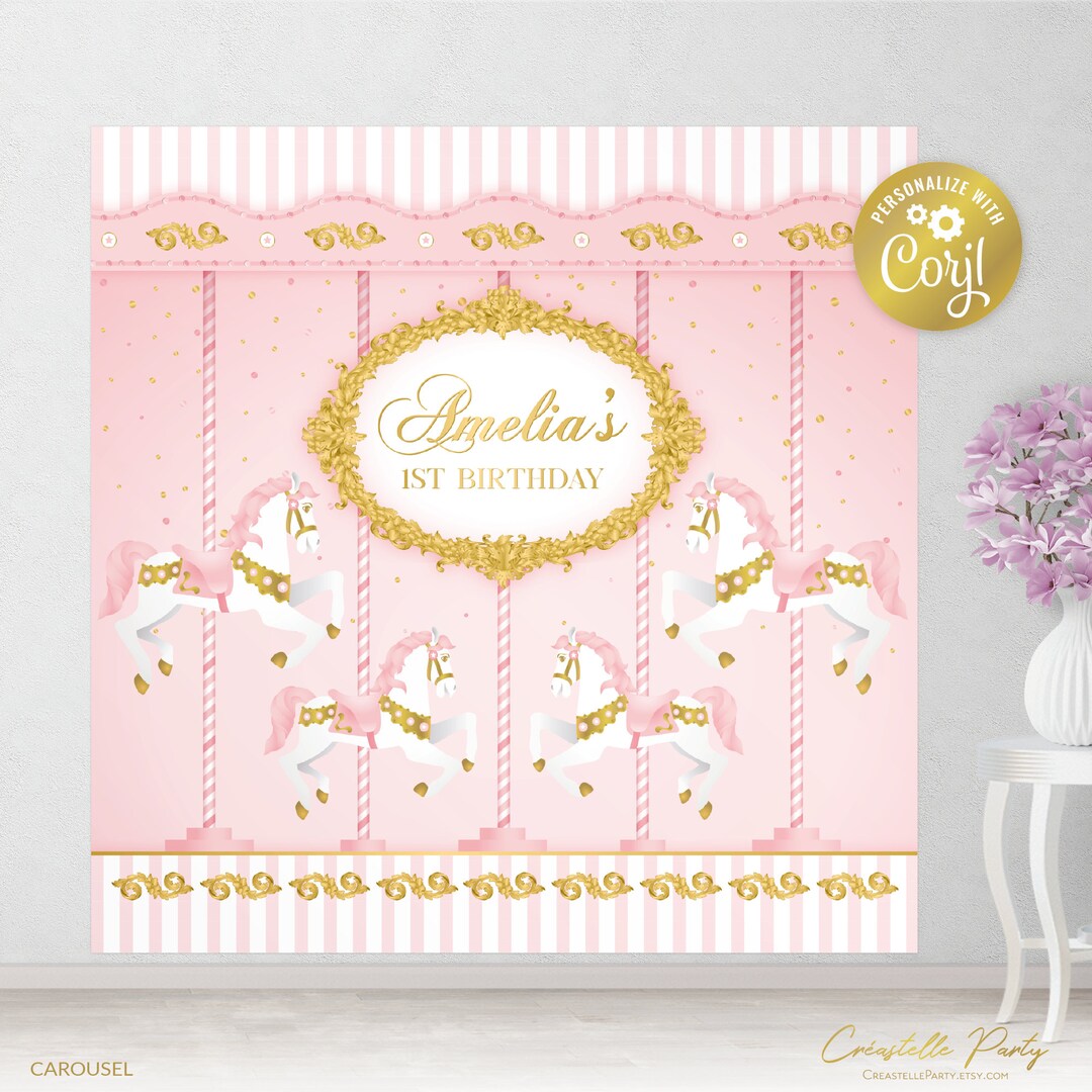 Editable Carousel Backdrop File, Square Pink Party Poster, Party Decor ...