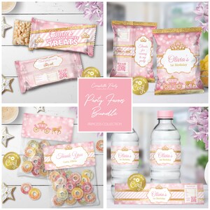 Princess Editable Party Treats Package, Royal Crown Birthday Snacks ...