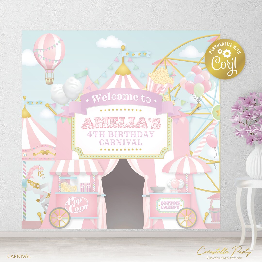 Editable Carnival Backdrop File, Square Big Top Party Poster ...