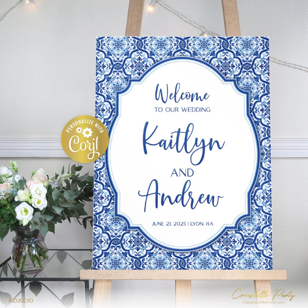 Mediterranean Wedding Welcome Sign Template, Tuscan Party Portrait ...