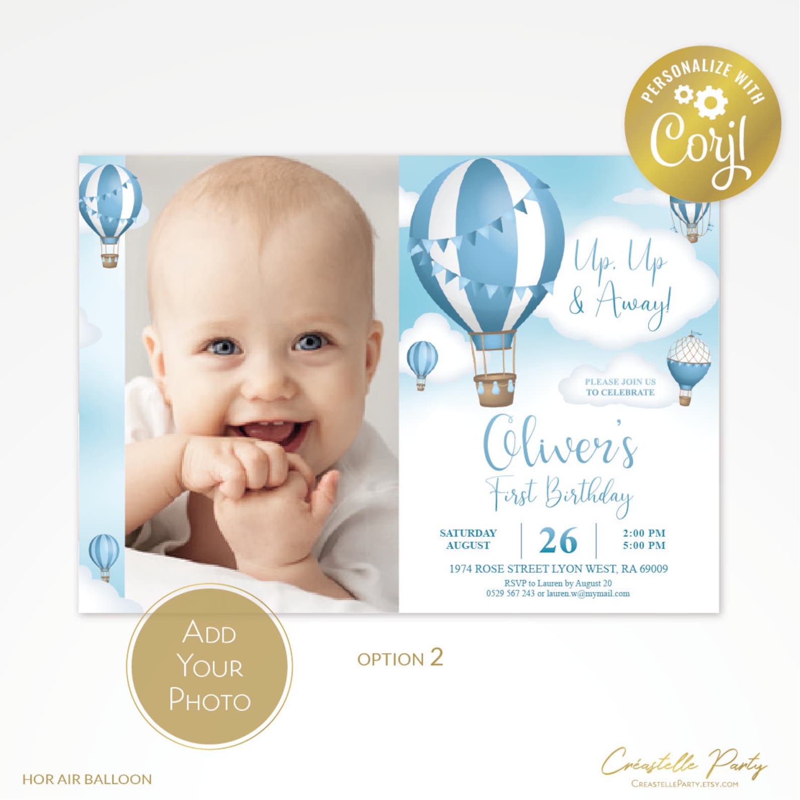 Hot Air Balloon Invitation Editable Up up & Away Birthday - Etsy