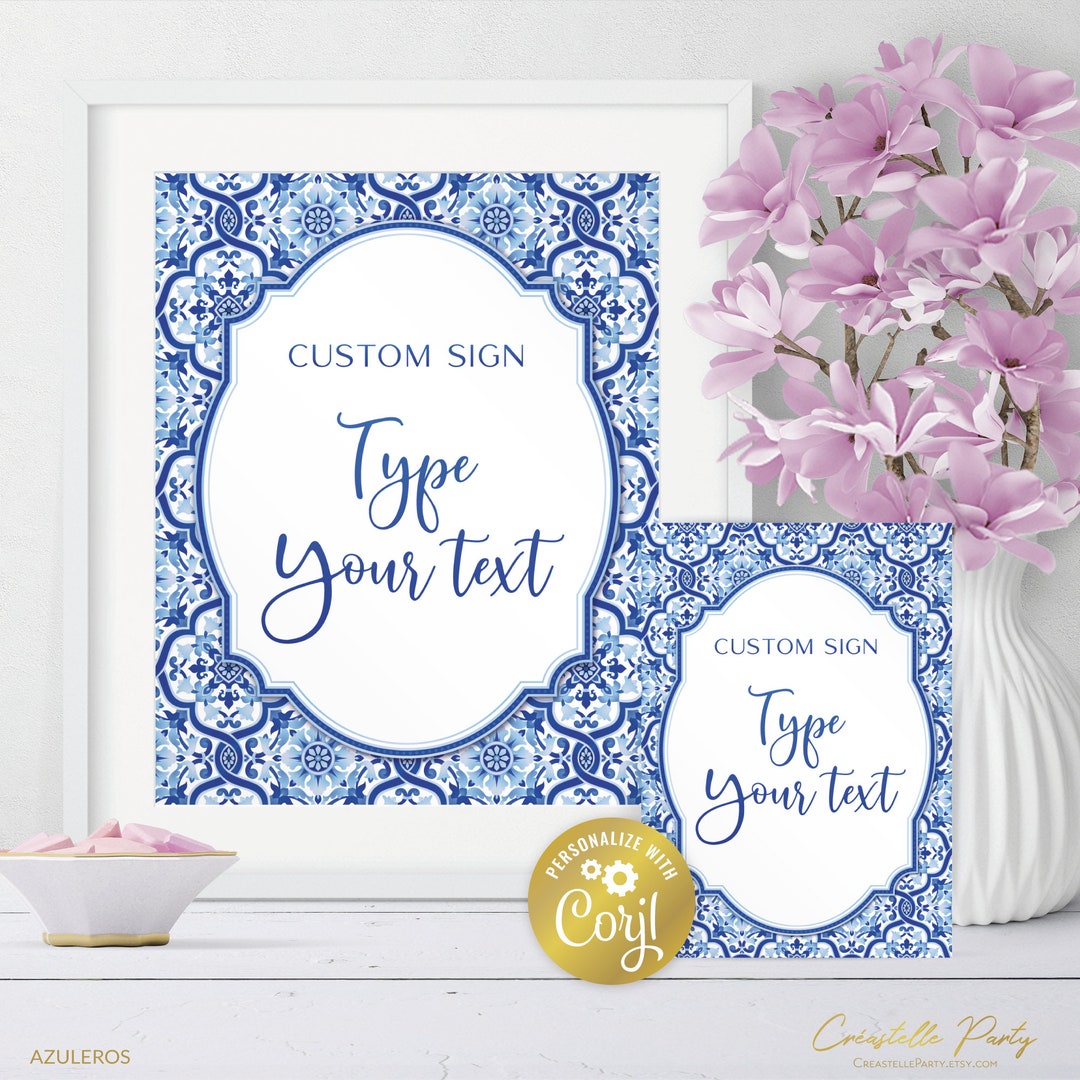 Party Sign Set, Editable Mediterranean Signs, Tuscan Party Signs, Party ...