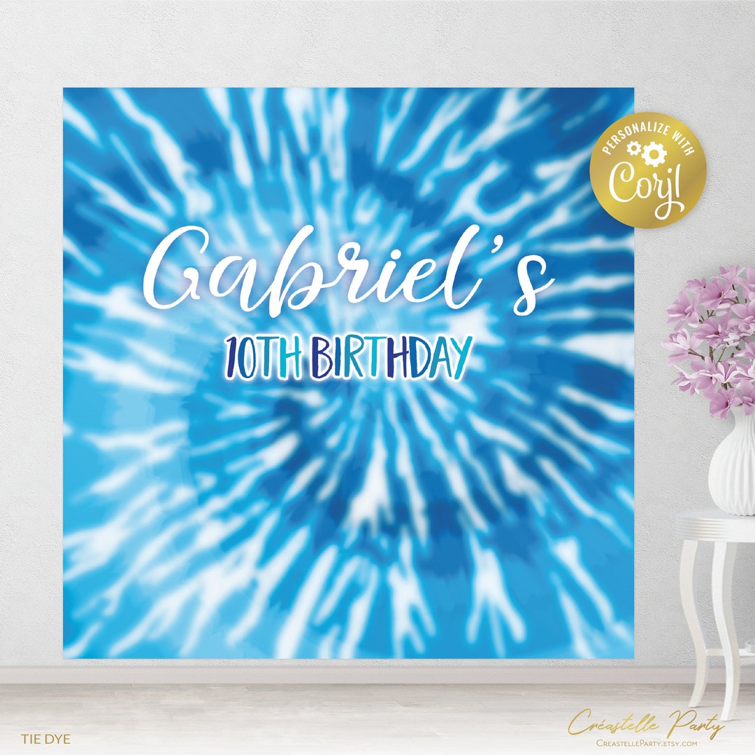 Editable Tie Dye Backdrop File, Square Blue Rainbow Spiral Poster ...