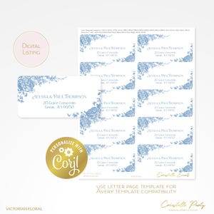 Victorian Floral Address Labels, Line Art Shipping Printable Label ...