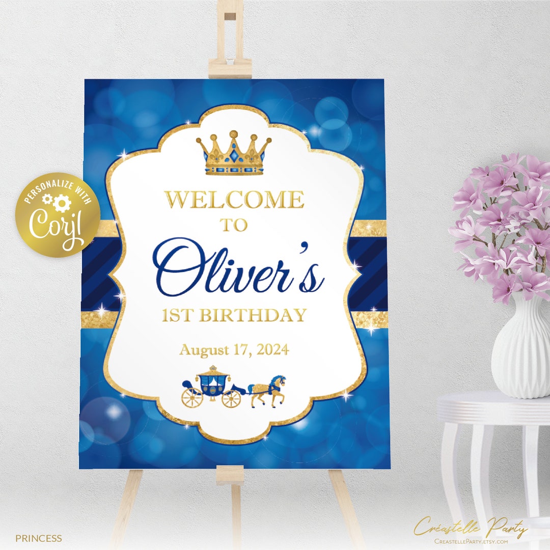 Prince Welcome Sign, Royal Party Editable Sign, Printable Party ...