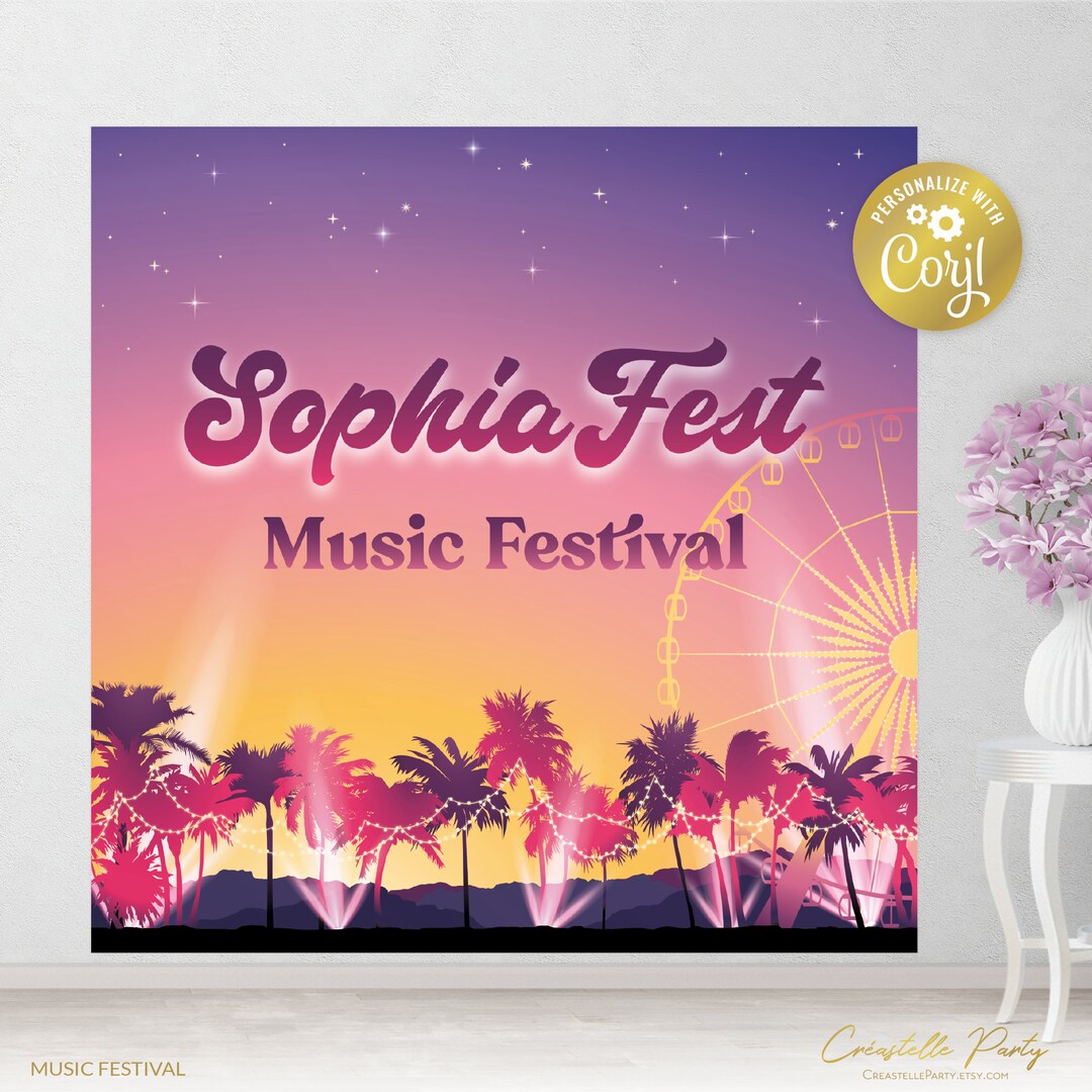 Editable Music Festival Square Backdrop File, VIP Birthday Poster ...