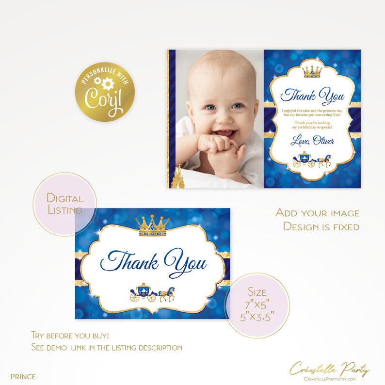 Prince Editable Party Decor Package, Royal Crown Printable, Gold and ...