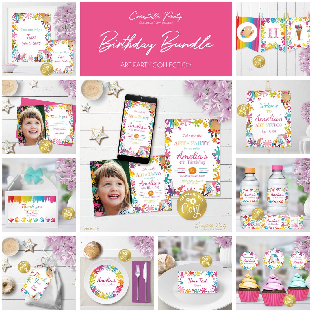 Art Party Editable Party Decoration Package, Painting Party Printable ...