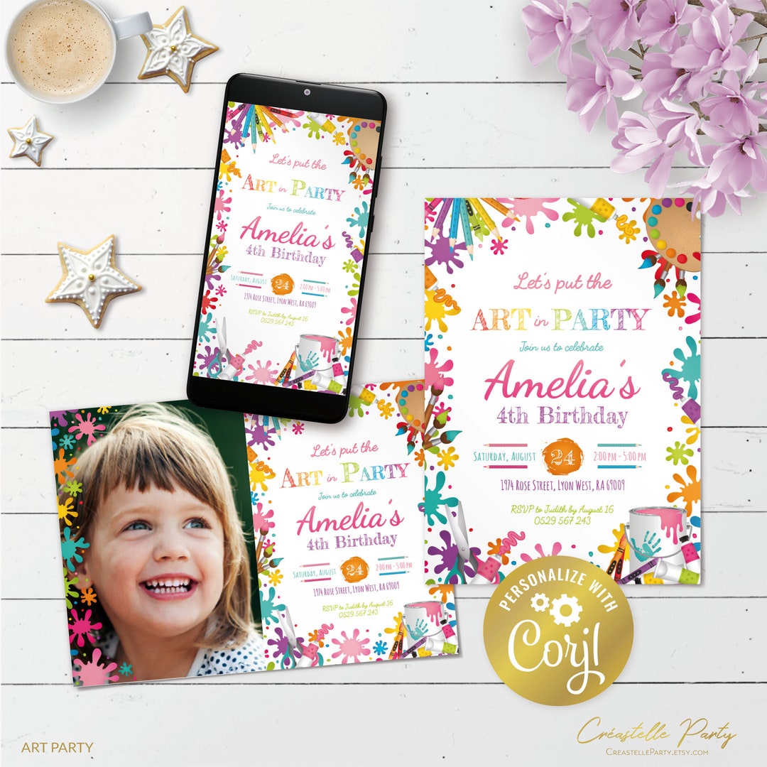 Art Party Invitation, Painting Party Printable Invitation, Artist ...