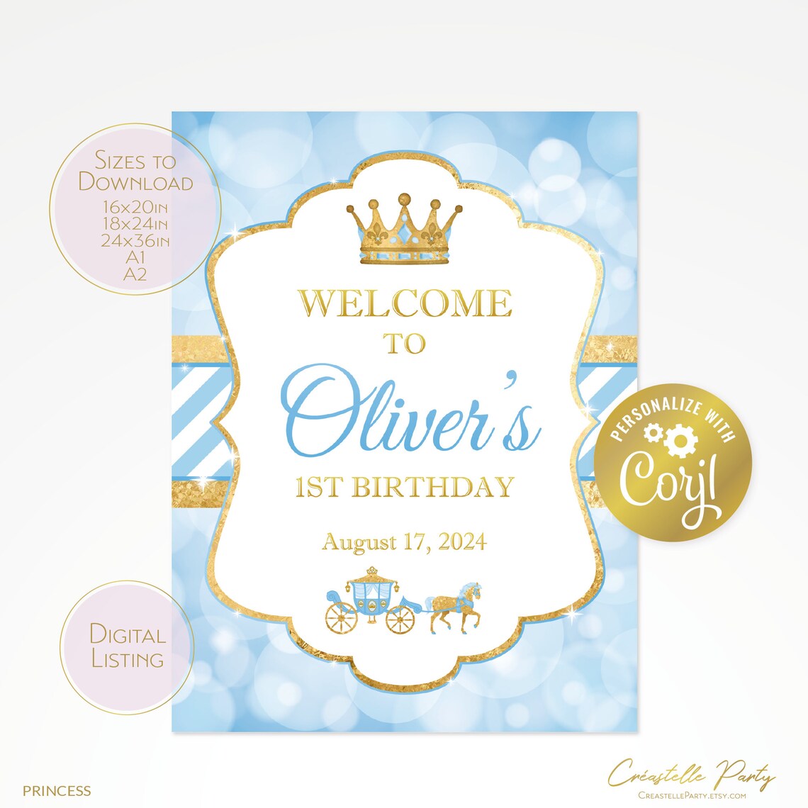 Prince Welcome Sign, Royal Party Editable Sign, Printable Party ...