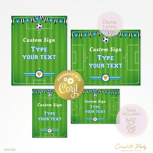 Soccer Field Custom Sign Template, Blue Football Editable Printable ...