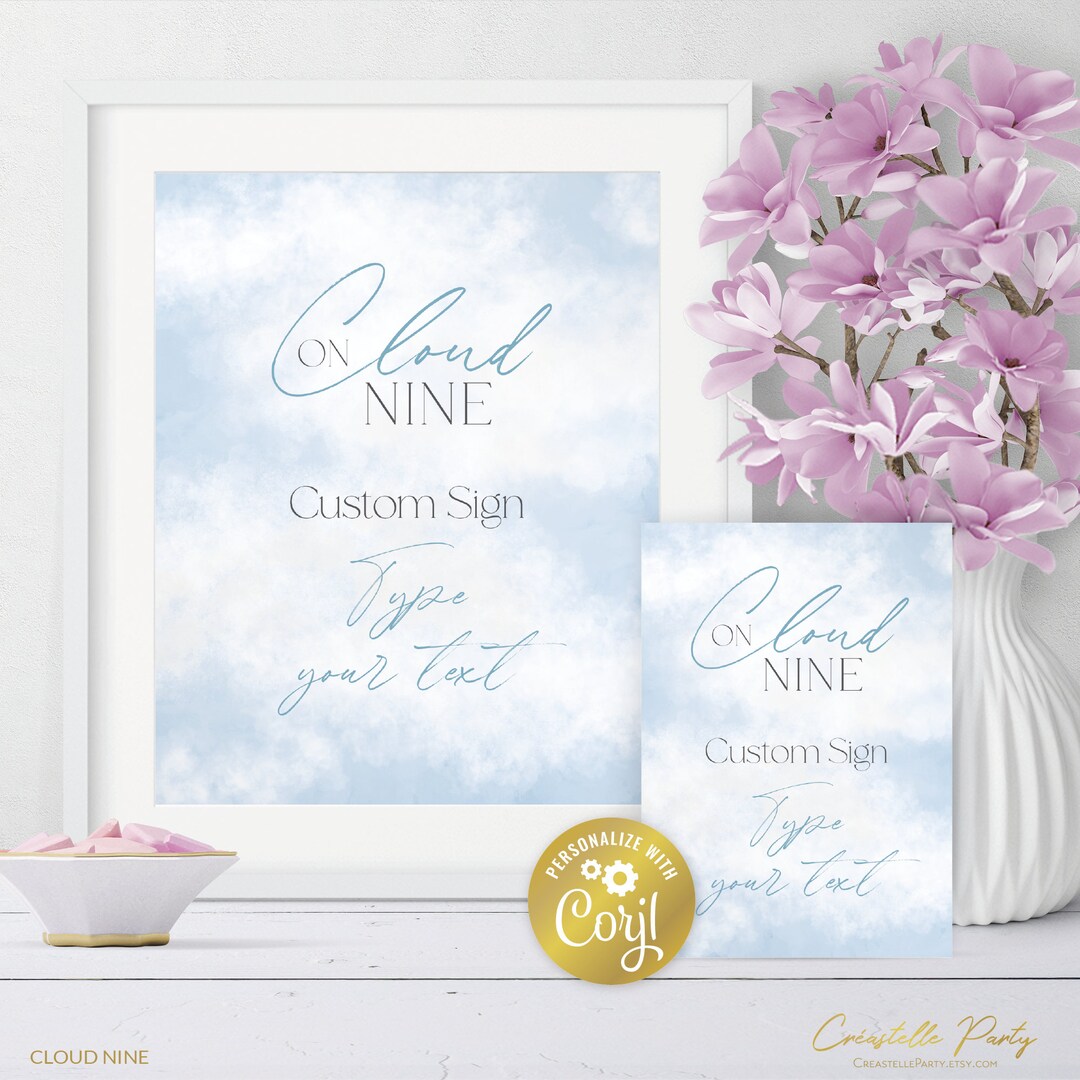 Party Sign Set, Editable Cloud Nine Signs, Sky, Cloud Decoration ...
