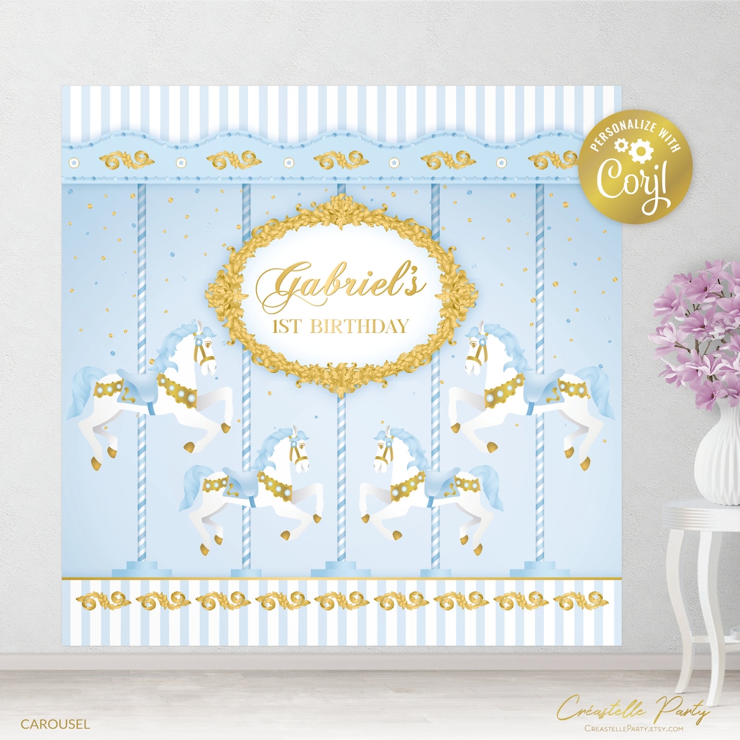 Editable Carousel Backdrop File, Square Blue Party Poster, Party Decor ...