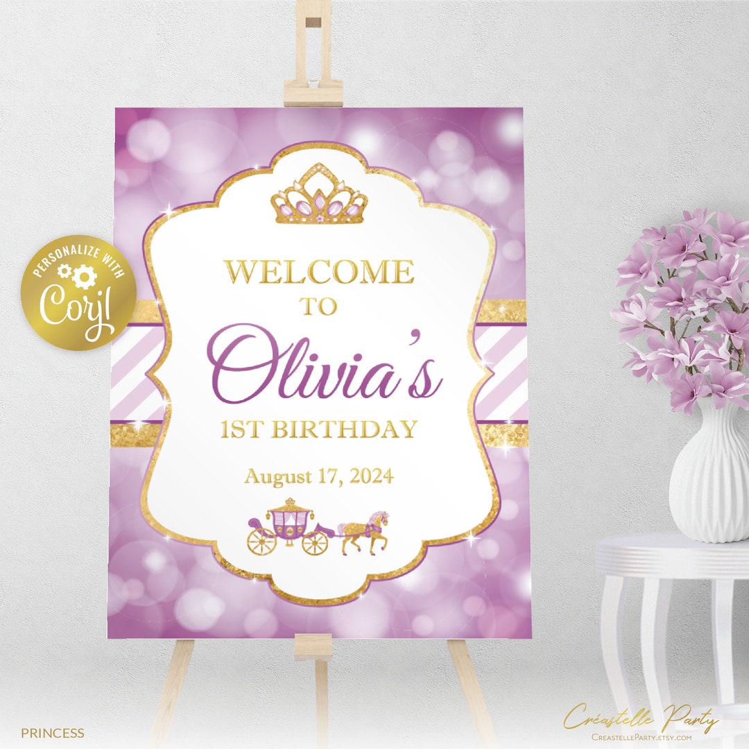 Princess Welcome Sign, Royal Party Editable Sign, Printable Party ...