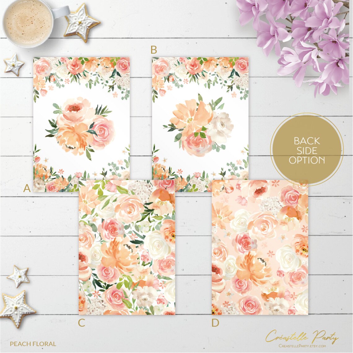 Peach Floral Invitation Editable Peach Blush Cream Baby - Etsy