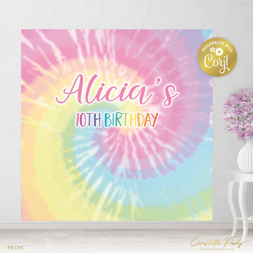 Editable Tie Dye Backdrop File, Square Light Pastel Rainbow Spiral ...