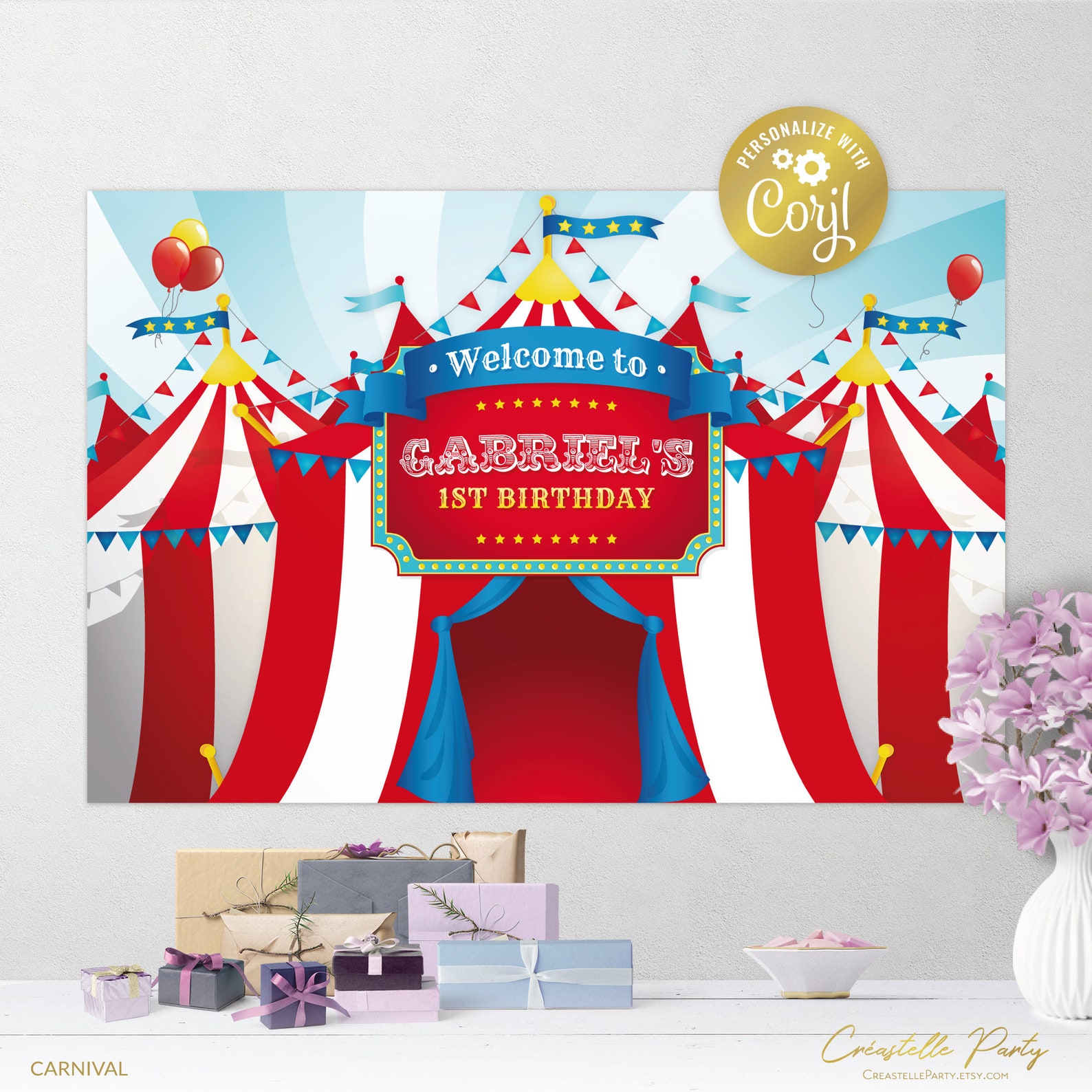 Editable Carnival Backdrop File Big Top Party Poster - Etsy