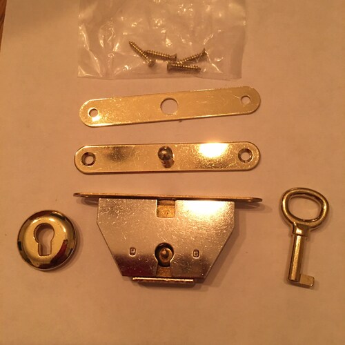Antique Brass Plated Box Lid Plates and Key and Lock for - Etsy