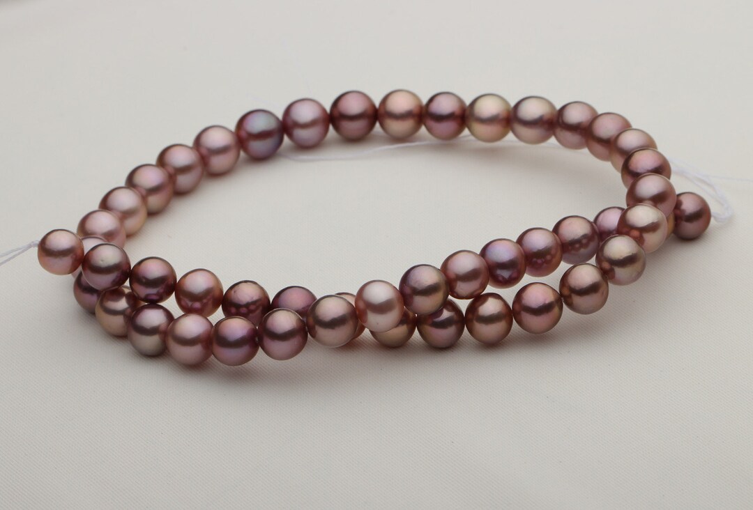 Edison Pearl Necklace Strand With Metallic Bronze Purple Color, 8-9mm ...