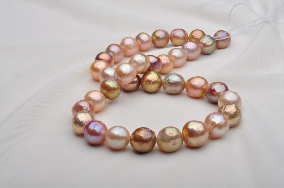 Natural Metallic Color Ripple Pearl Necklace Strand| Natural Rainbow ...