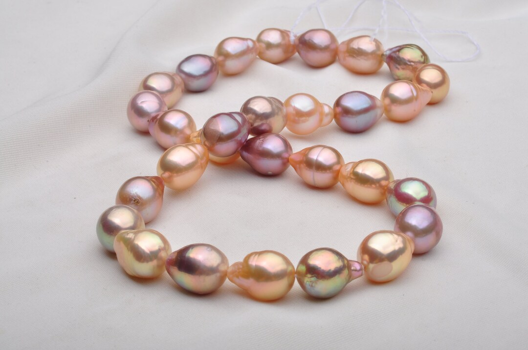 10-11mm Natural Mixed Metallic Color Fresh Water Nucleated Pearl Strand ...