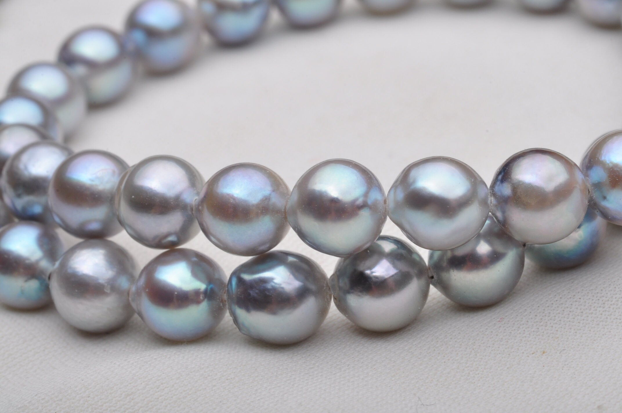 6-7mm Natural Gray Akoya Pearl Strand With Blueish Color,efd018 - Etsy