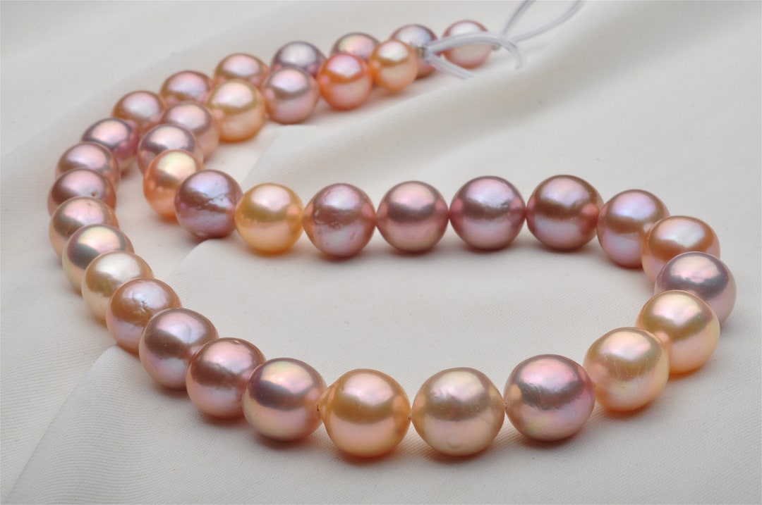 Natural Mixed Metallic Color Fresh Water Nucleated Pearl Strand ...