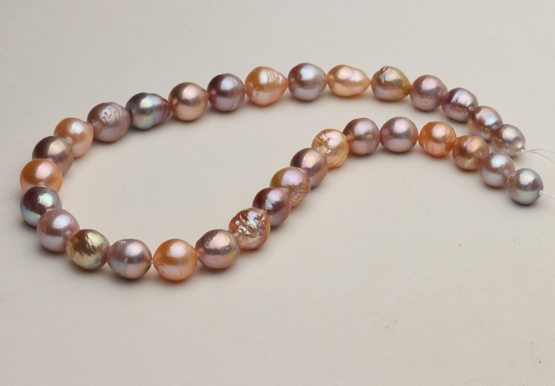 9-12mm hilo de perla de color metálico, collar de perlas barrocas ...