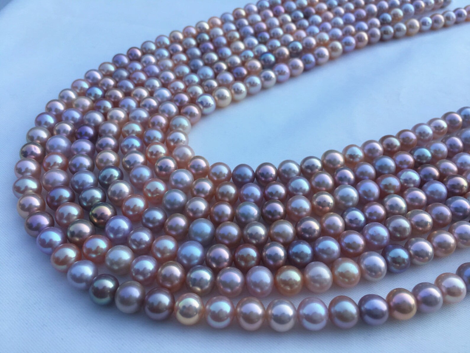 Natural Multi-color Freshwater Pearl Necklace Strand, Mixed Color ...