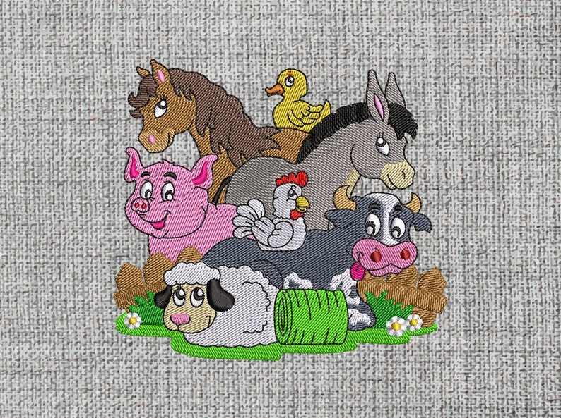 Farm Animals Donkey Cow Pig Duck Horse Digitize Digital - Etsy