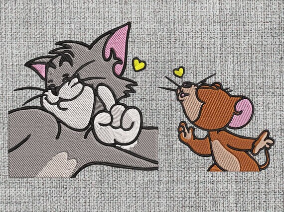 Couple Tom Jerry Kiss Heart Digitize Digital Machine