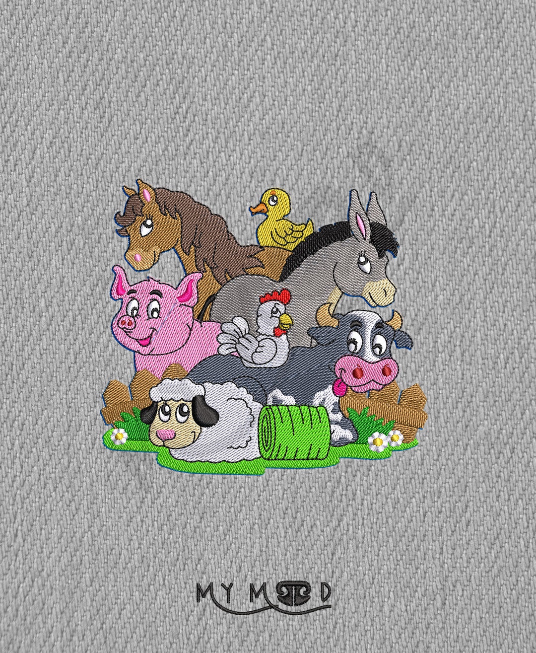 Farm Animals Donkey Cow Pig Duck Horse Digitize Digital Machine ...