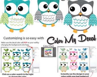 Six Fat Baby Owls With Birds and Butterflies-owl Wall Decals | Etsy